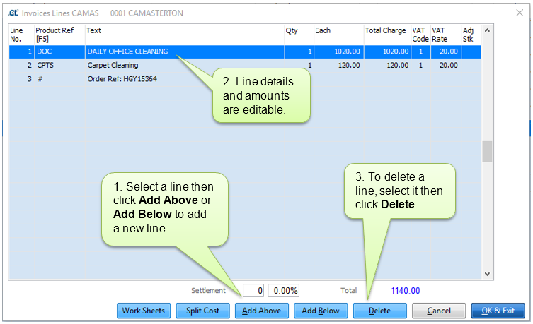 Invoicing > Amending Invoices