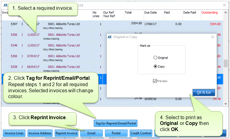 Invoicing > Printing Invoices