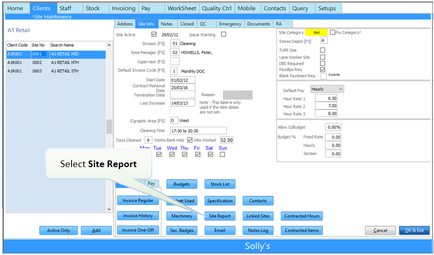 Managing Clients and Sites > Site Report